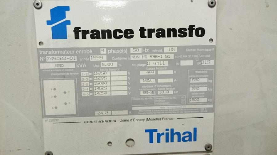 630 KVA 15kV / 400 Volt France Transfo droge trafo | LV Trading B.V.